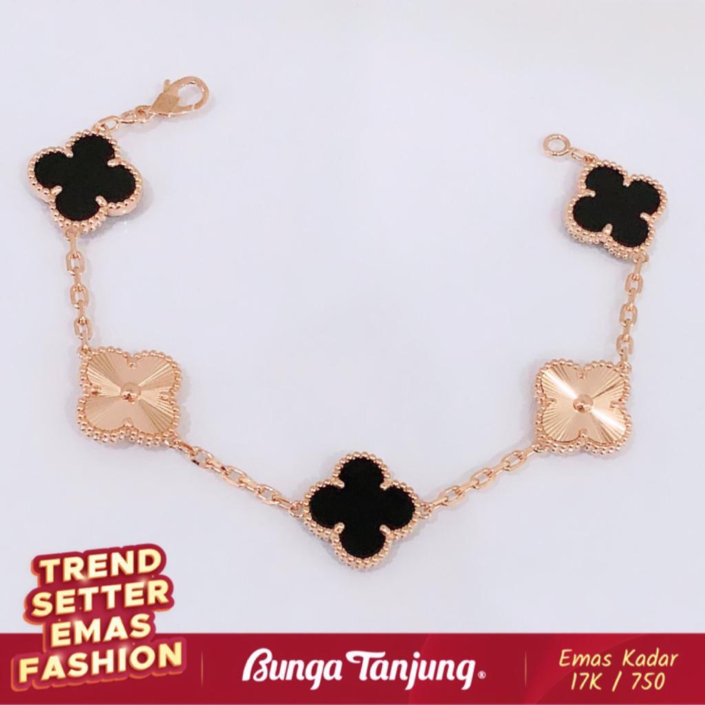Jual GELANG CLOVER RAINBOW ARSIR - EMAS 17K - BUNGA TANJUNG GOLD ...