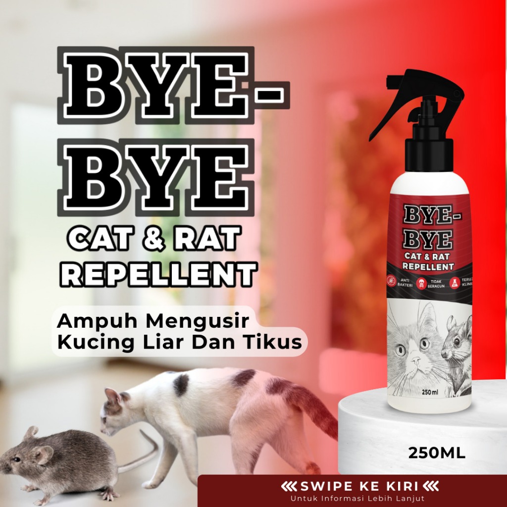 Jual BYE BYE Cat & Rat Repellent Spray 250ML Usir Tikus Kucing buang ...