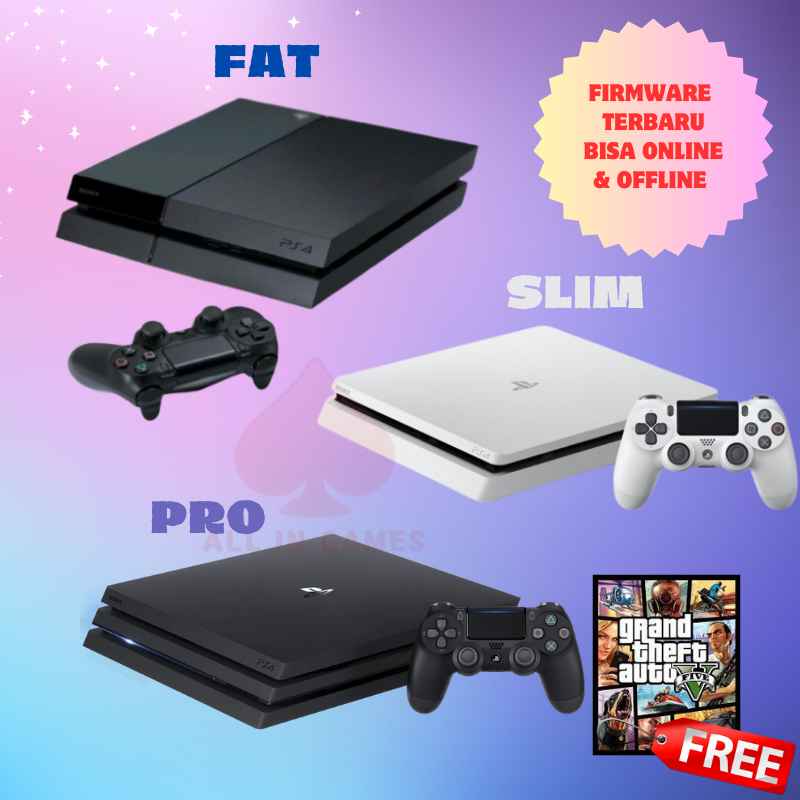 Jual PS4 FAT/SLIM/PRO PS Bisa Online Ofline full game Free GTA | Shopee ...