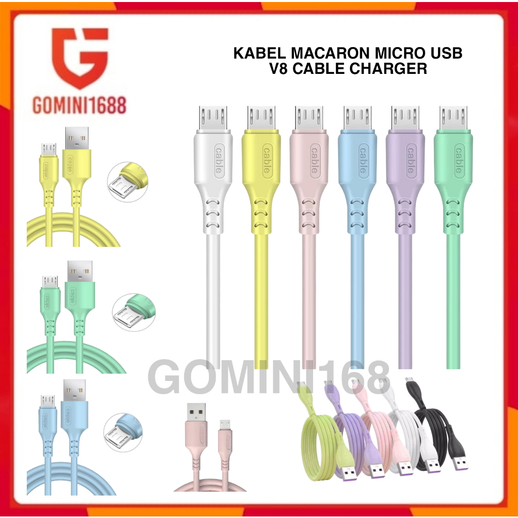 Jual Kabel Data Cas V8 Micro Usb Macaron 2.4A 100 CM Full Color Fast Charging Cable Charger ...