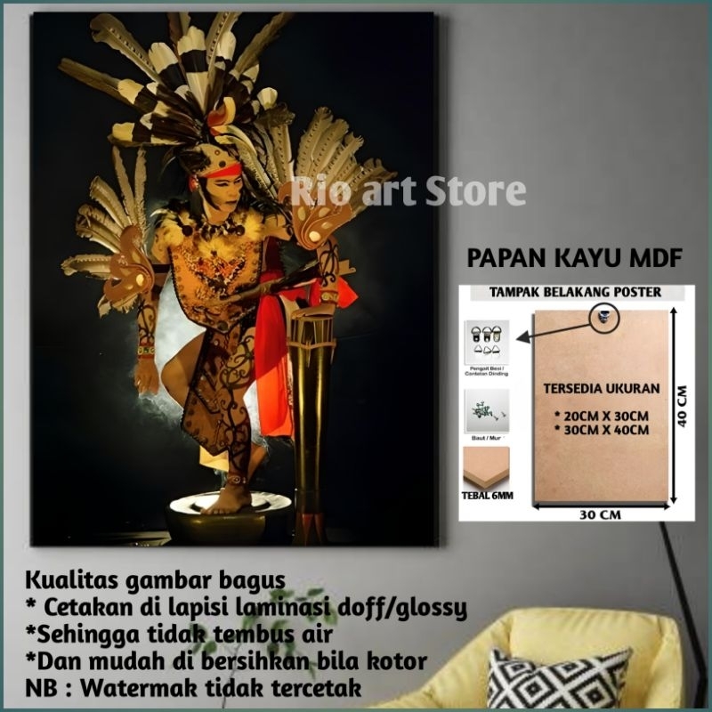 Jual Hiasan dinding poster kesenian budaya dayak1 untuk walldekor atau ...