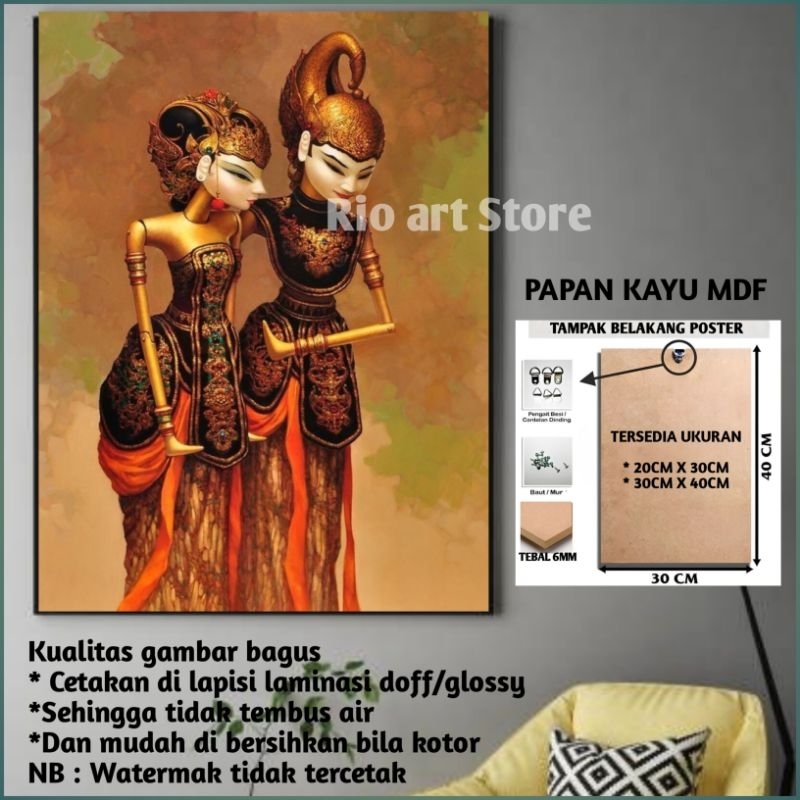 Jual Hiasan dinding poster wayang golek rama dan sinta untuk walldekor ...