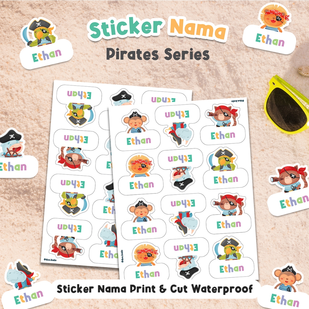 Jual Label Nama Waterproof, Stiker Nama tumbler, kotak pensil, Print ...