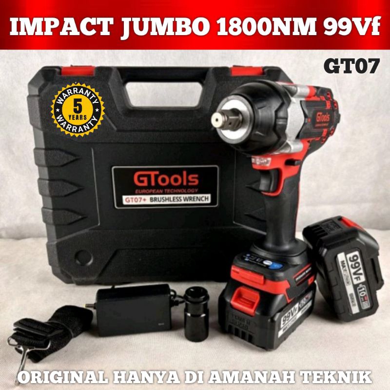 Jual Impact wrench Gtools GT07+ FACELIFT 2batrei 99V 1800Nm mesin pembuka baut Mobil Truk ...