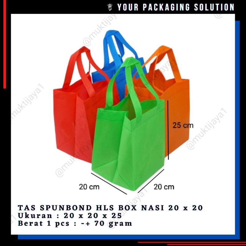Jual TAS KOTAK NASI 20x20cm HLS BOX PRES POLOS ll Spunbond ll Goodie Bag ll Tas Kain ll Tas Kado ...