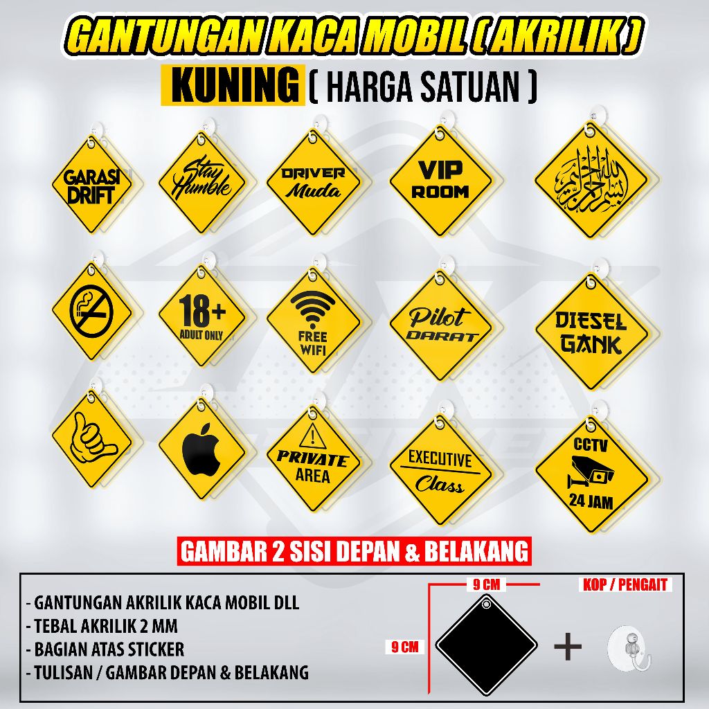 Jual Gantungan Kaca Mobil Akrilik / Hiasan Kaca Mobil / Aksesoris Mobil ...