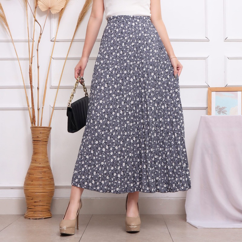 Jual ROK MOTIF BUNGA FLORAL / ROK DAILY KOREAN STYLE / LILY FLOWER ...