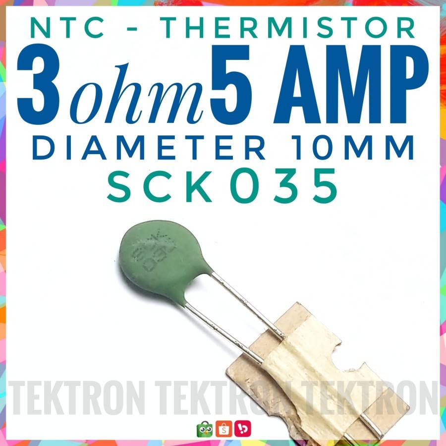 Jual NTC 3ohm 5Amp Thermistor 3R 3 ohm 5A diameter 1cm SCK035 SCK 035 ...