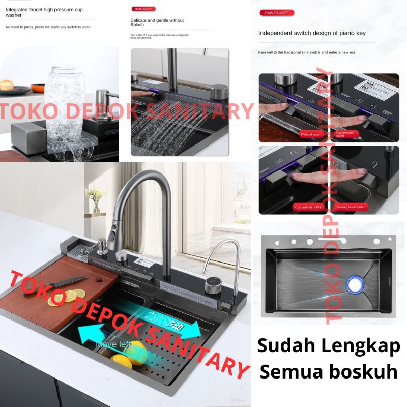 Jual KITCHEN SINK MODERN LUXURY KITCHEN SINK HITAM BLACK STAINLESS SUS ...