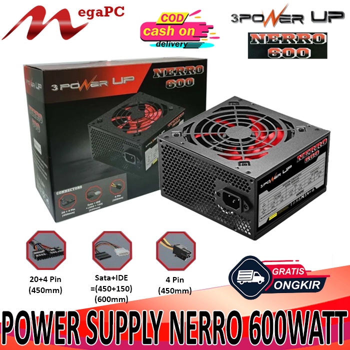 Jual PSU Power Supply Power Up NERRO 600Watt Baru | Shopee Indonesia