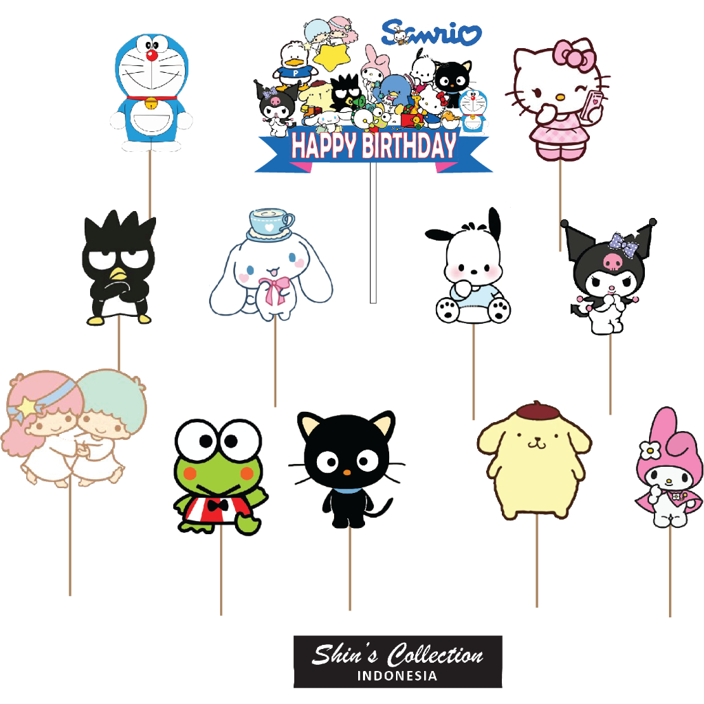 Jual Cake topper SAnrio mix isi 12 pcs | Shopee Indonesia