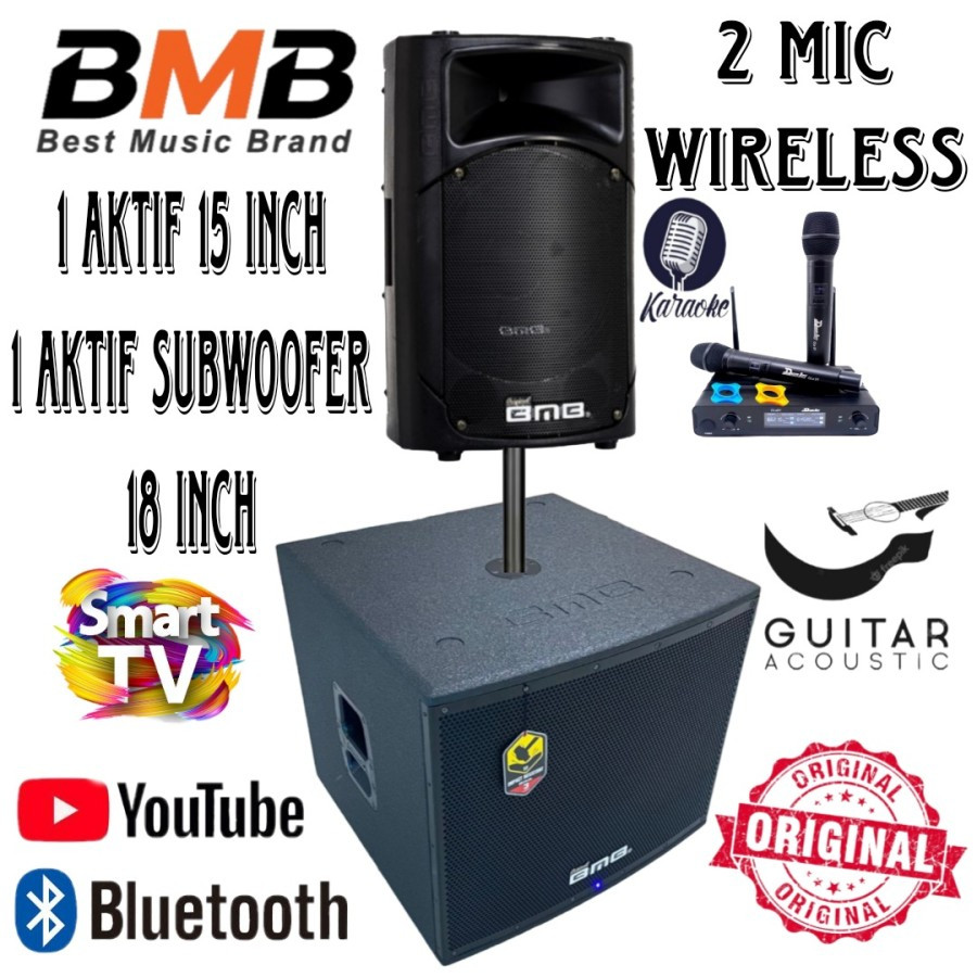 Jual Paket Sound BMB 1 Aktif 15 Inch, 1 Subwoofer 18 Inch, 2 Mic ...