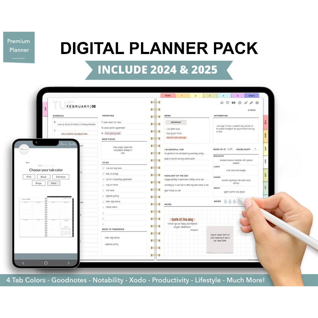 Jual Digital Planner 2024-2025, Goodnotes Planner, Hyperlinked Tab ...