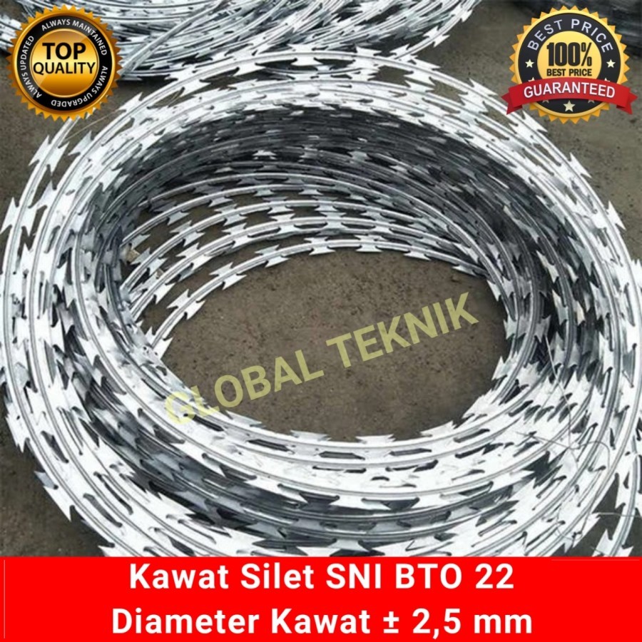 Jual Kawat Duri Silet Razor Barbed Wire BTO 22 Anti Maling Galvanized ...