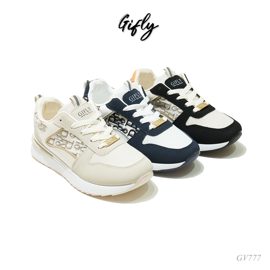 Jual GIFLY Eshika Sepatu Sneakers Kets Tali Wanita Sport Shoes GV777 ...