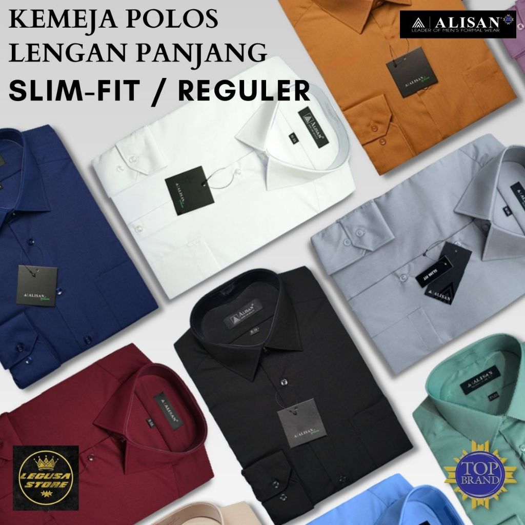 Jual Kemeja Alisan Lengan Panjang Polos SLIM-FIT / REGULER-FIT Original ...