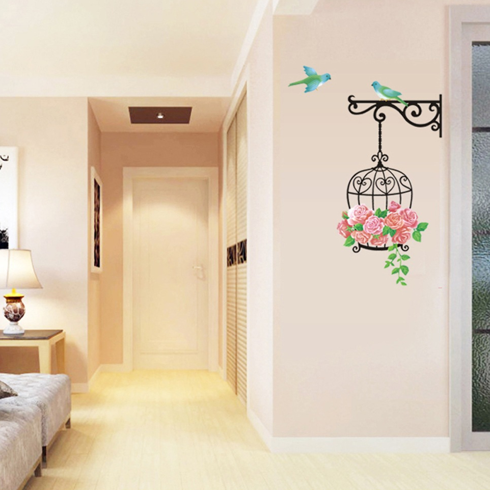 Jual Reliza Wall Sticker Cage Bird Rose Flowers Sangkar Burung Bunga ...