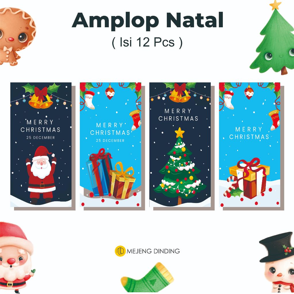 Jual (ISI 12 PCS) Amplop Natal / Amplop Natal Aesthetic / Angpao Natal ...