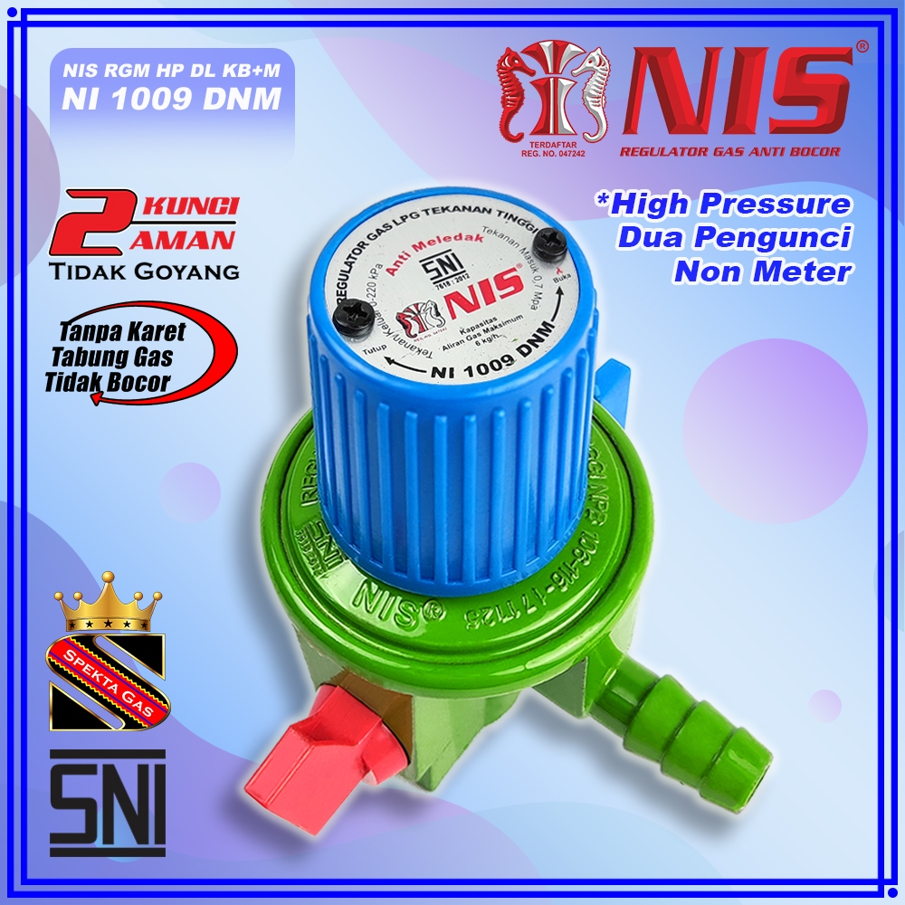 Jual REGULATOR GAS NIS NON METER TEKANAN TINGGI DUA PENGUNCI KNOP BIRU ...