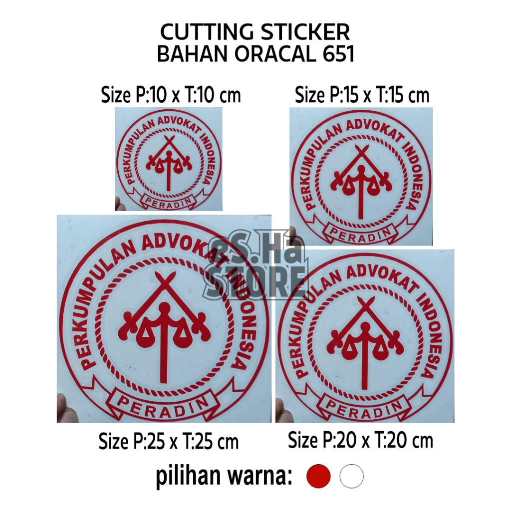 Jual Cutting Stiker Peradin Perkumpulan Advokat Indonesia Lawyer ...
