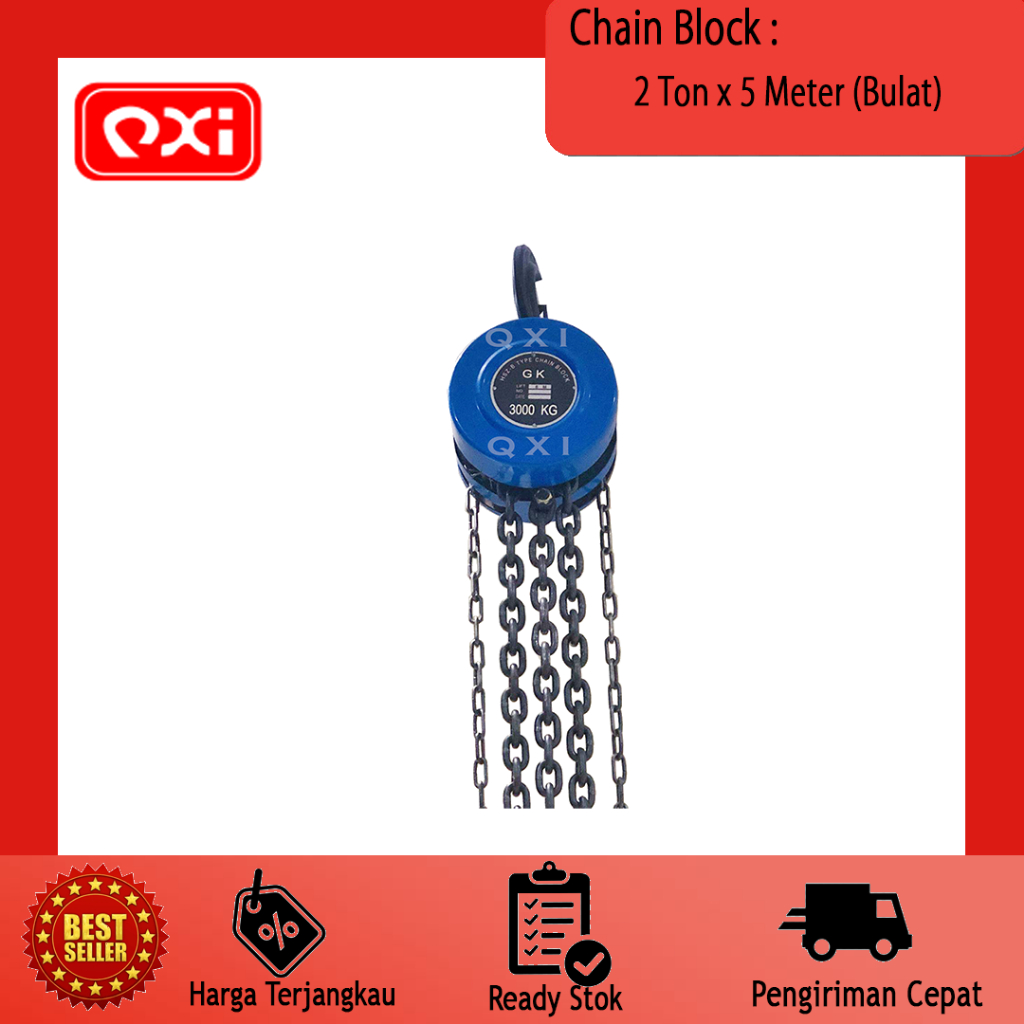 Jual Takel 2 Ton 5 Meter / Chain Block / Chain Hoist Crane Katrol 2T X ...