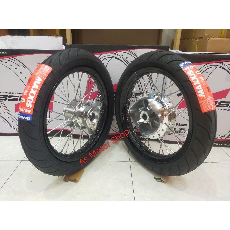 Jual velg set rossi 160 185 ring 14 tromol set plus ban maxxis N max ...