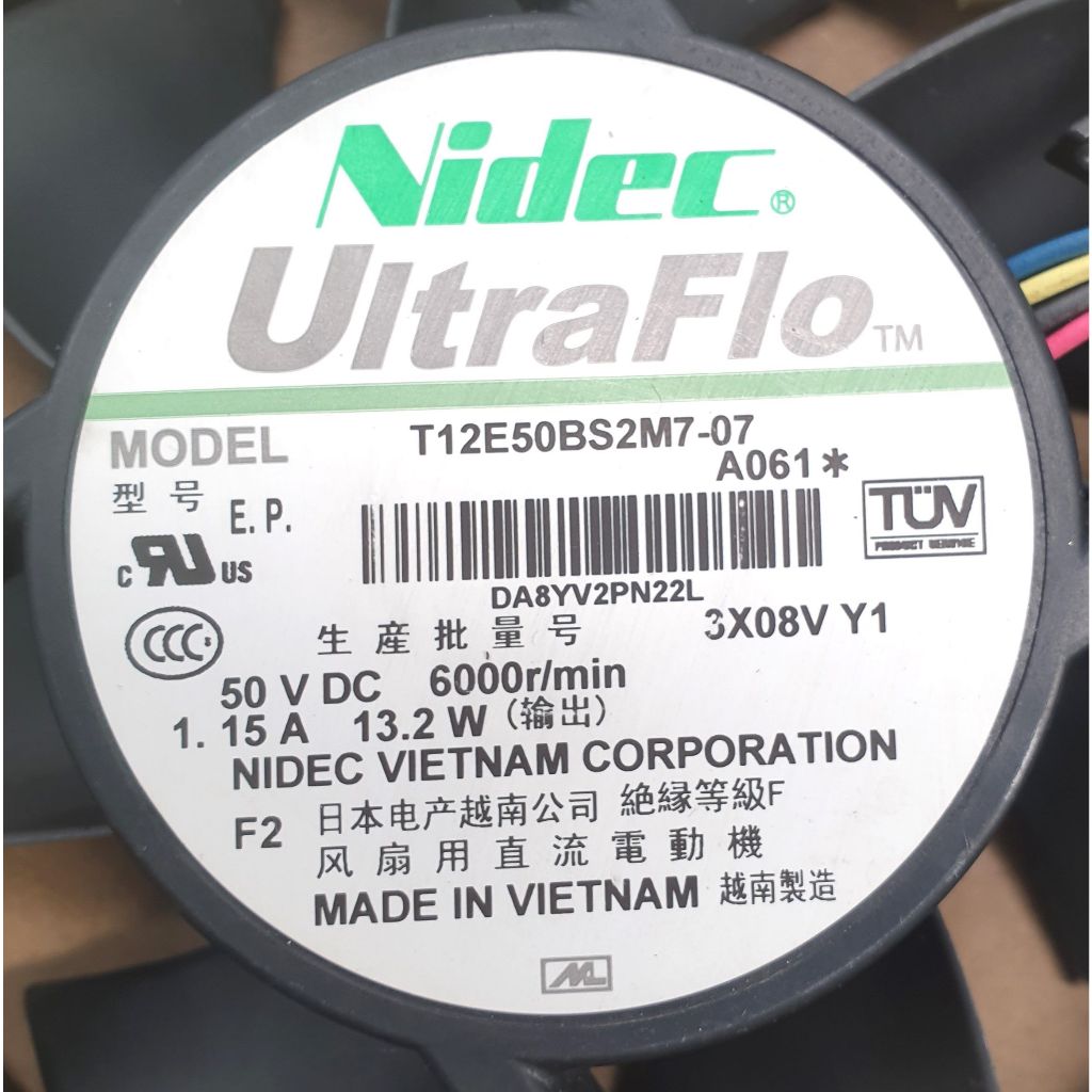 Jual fan nidec ultraflo 12 x 12 x 3,8 cm, 50 volt 1,15 vdc 6000 rpm ...