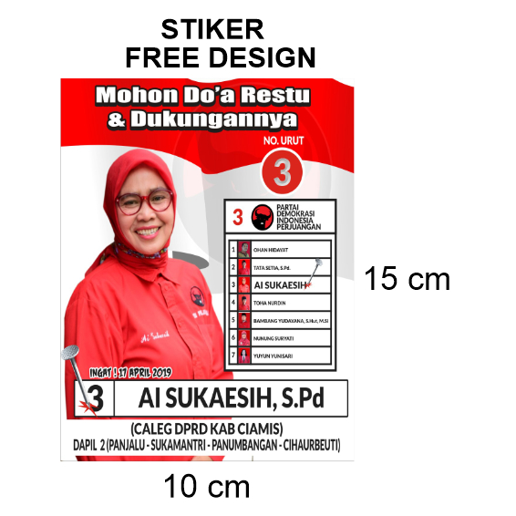 Jual Custom Stiker Caleg (+) Cutting 10 x 15 VINYL ND57582 | Shopee ...