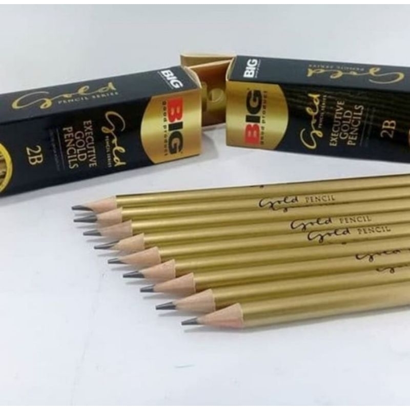Jual 1 PAK Pensil Big Gold Pensil 2B pensil premium isi 12 pcs | Shopee Indonesia