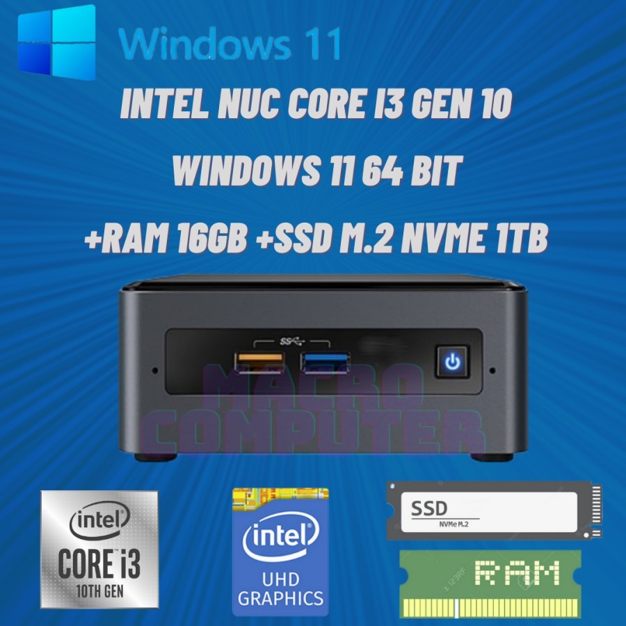 Jual MINI PC INTEL NUC i3 GEN 10 FULLSET WIN 11 +RAM+SSD | INTEL ...