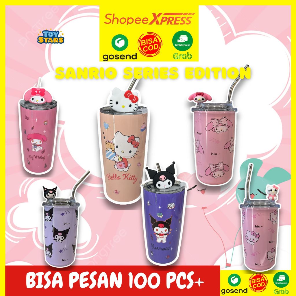 Jual TOYSTARS888 KUROMI, HELLO KITTY, MELODY 600ml 320ML Botol Minum Stainless Steel/Tumbler ...