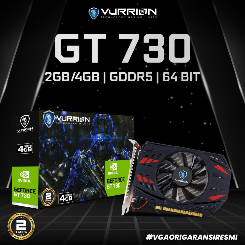 Jual VGA CARD VURRION NVIDIA GeForce GT 730 2GB / 4GB DDR5 64BIT (RESMI ...