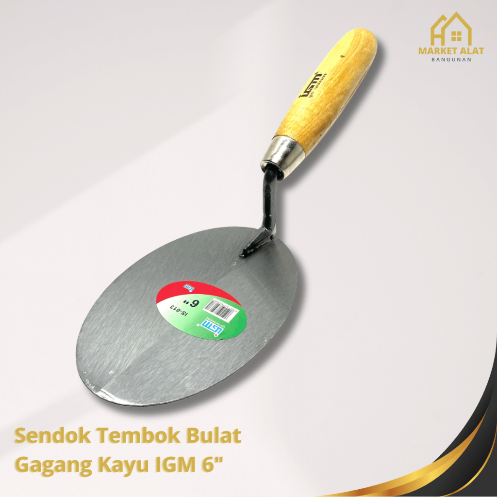 Jual Sendok Tembok Bulat Oval Gagang Kayu IGM 6" / Sendok Semen Adul ...