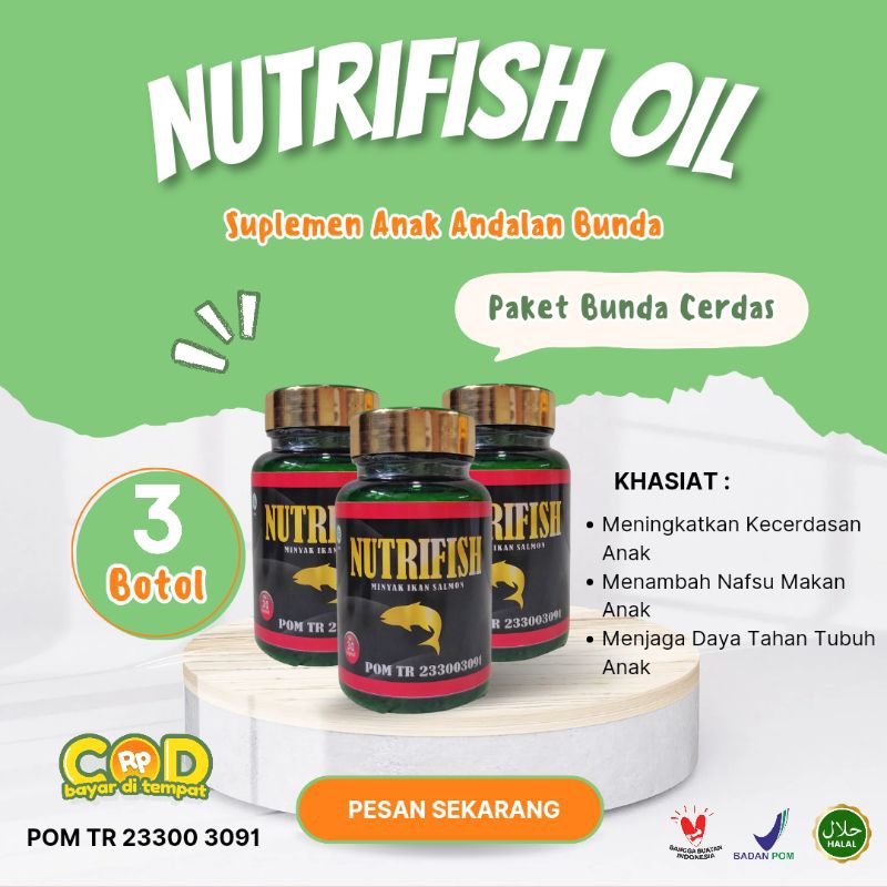 Jual [PAKET 3 BOTOL] NUTRIFISH Minyak Ikan Salmon Untuk Anak - Meningkatkan Kecerdasaan, Nafsu ...