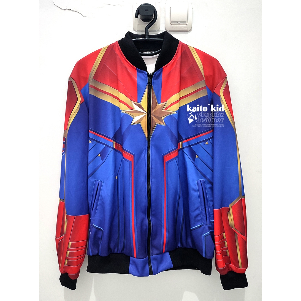 Jual Jaket Bomber Captain Marvel MCU Fullprint Jacket Sublime | Shopee ...