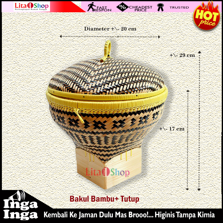 Jual Bakul Nasi Bambu Tutup\ Boboko Batik / - D20 - Hitam | Shopee ...