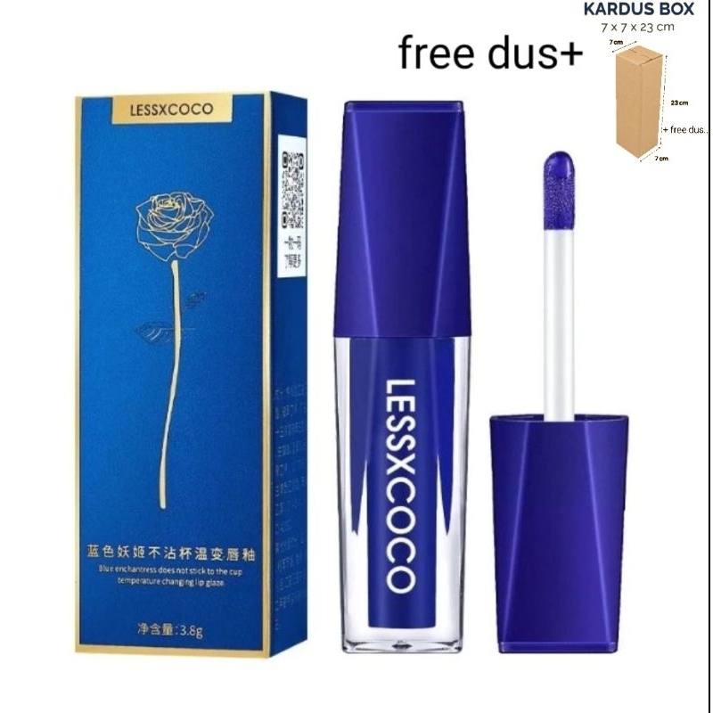 Jual LESSXCOCO Lipstik Biru Gelas Anti Lengket Tidak Memudar Perubahan ...