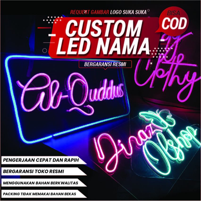 Jual NEON FLEX CUSTOM / LED CUSTOM NAMA ( UKURAN MEDIUM) | Shopee Indonesia