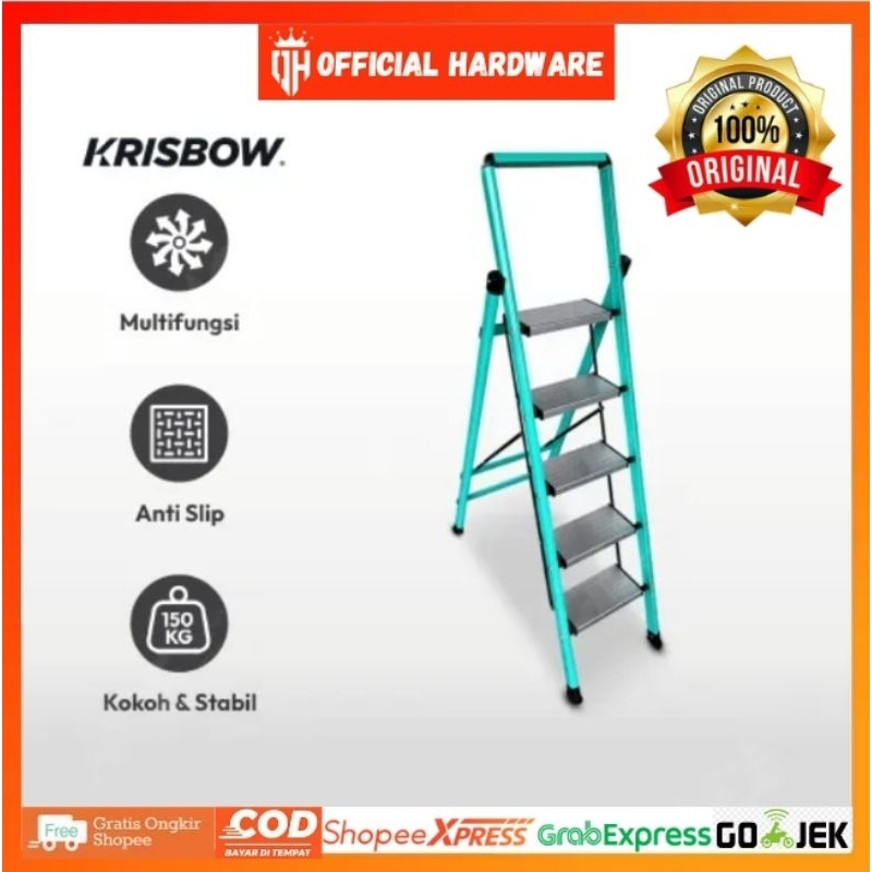 Jual Krisbow 1 6 Mtr Tangga Lipat Dengan Extent Pole 5 Step Shopee