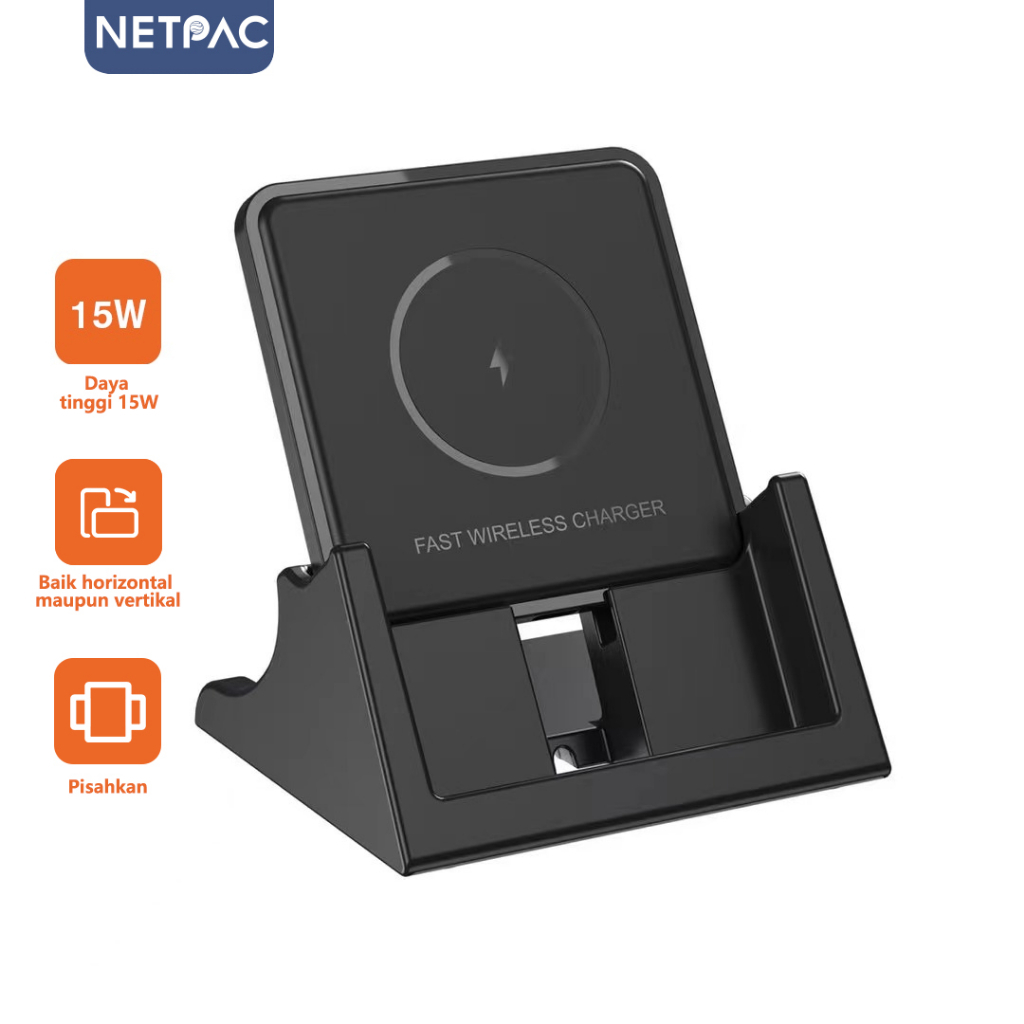 Jual NETPAC Charger Wireless Fast Charging 15W Qi Fast Charger Deskstop ...