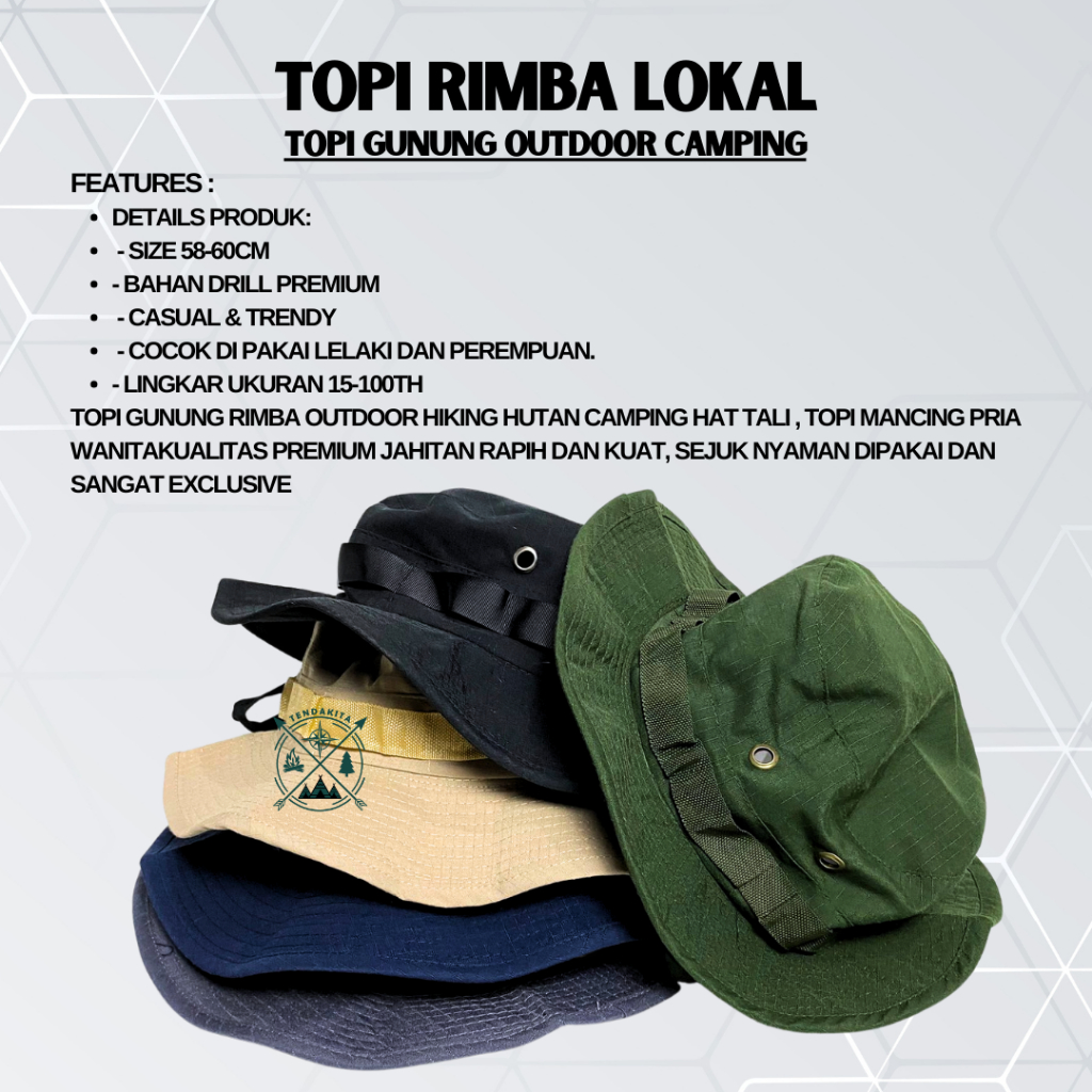 Jual Topi Rimba Lokal Polos | Topi Rimba Outdoor | Shopee Indonesia