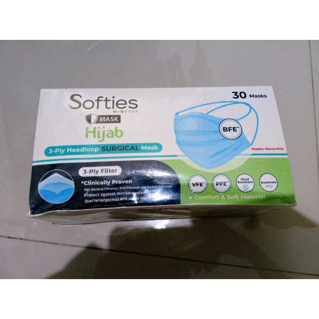 Jual MASKER SOFTIES HIJAB BOX HEADLOOP 3 PLY (ISI 30 MASK) | Shopee ...