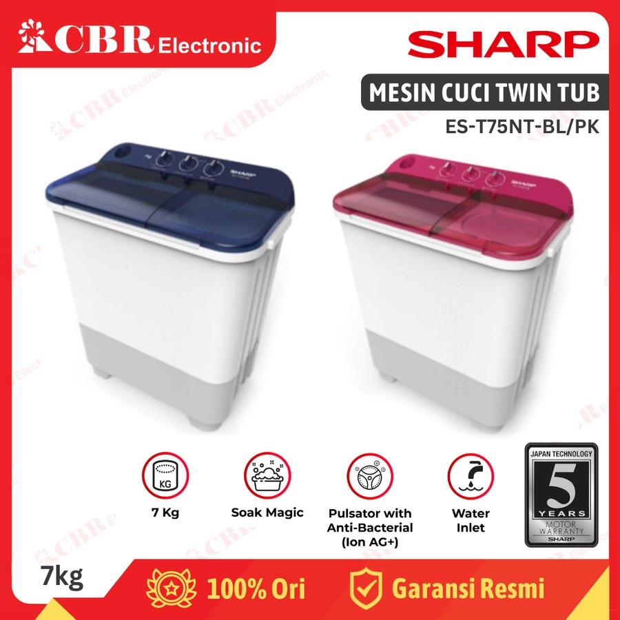 Jual Mesin Cuci SHARP 2 Tabung 7KG ES-T75NT-PK / ES-T75NT-BL - Batam | Shopee Indonesia