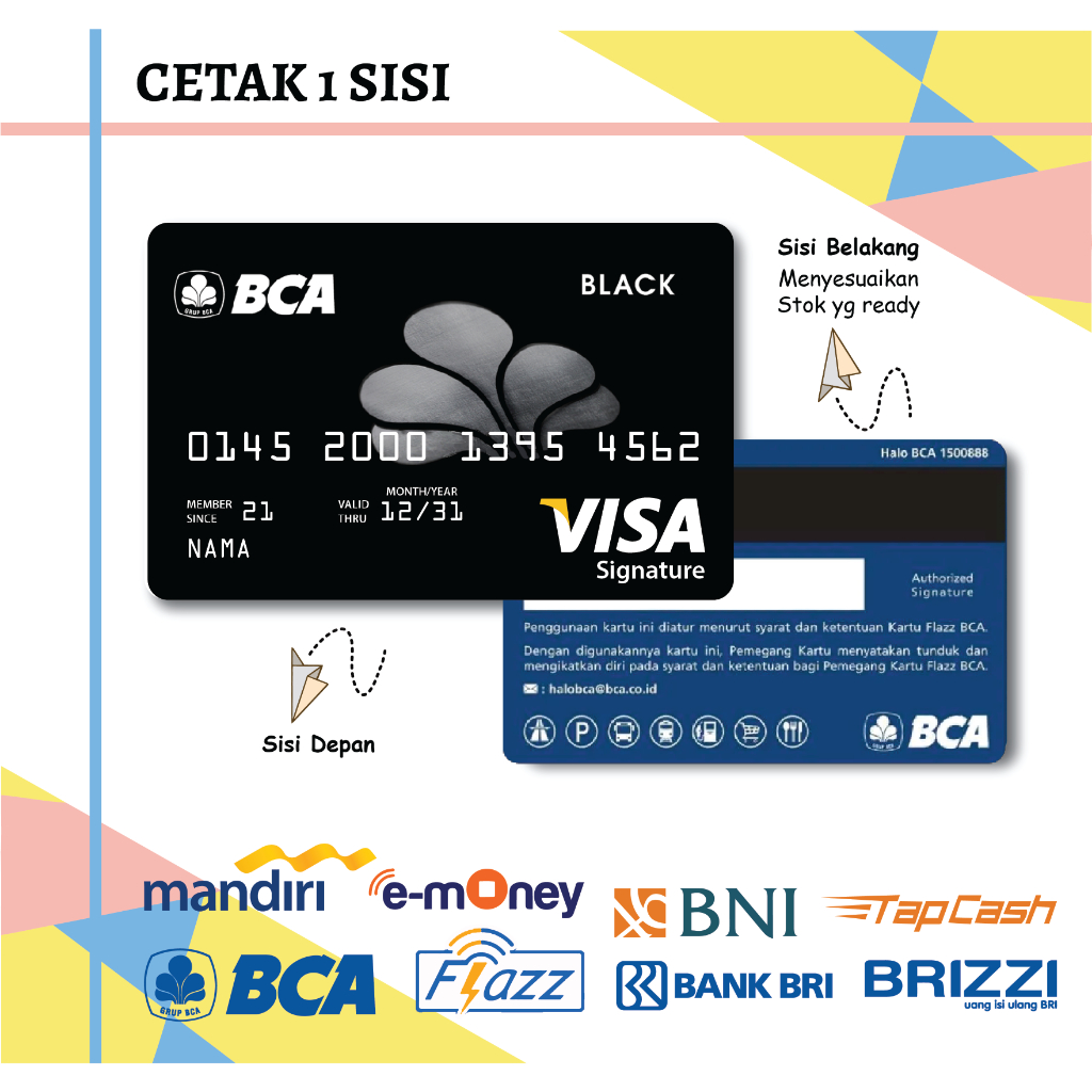 Jual KARTU EMONEY DEBIT BCA VISA BLACK CARD MANDIRI FLAZZ BCA GEN 2 BNI ...