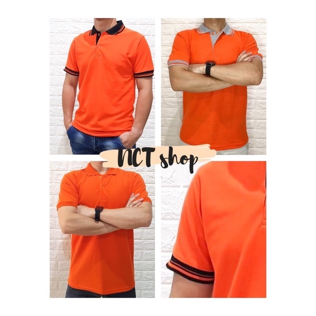 Jual Polo Shirt OREN / PoloShirt / Kaos Kerah Polos Kombinasi Unisex | Shopee Indonesia