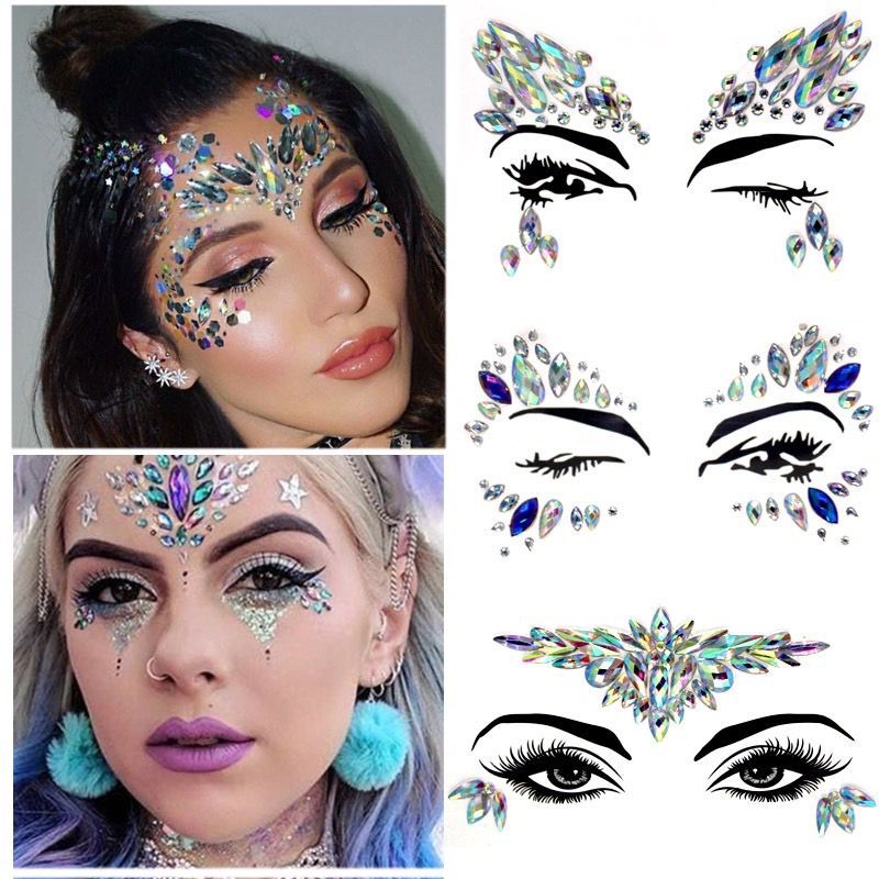 Jual RHINESTONES 3D FACE STICKER / CRYSTAL DIAMOND STIKER WAJAH FACE ...
