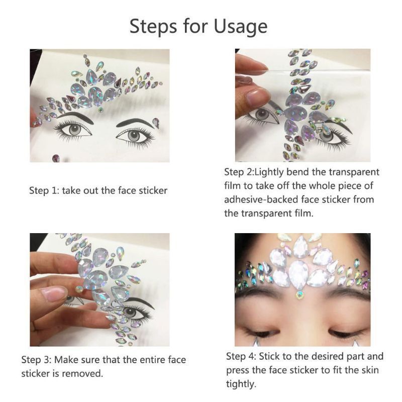 Jual STICKER 3D FACE ART PAINTING RHINESTONES 3D FACE STICKER / CRYSTAL ...