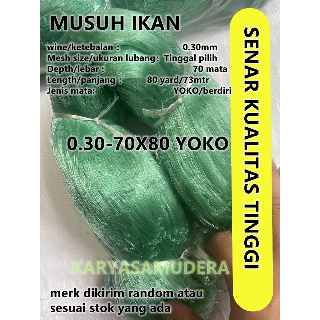 Jual JARING IKAN /JARING HIJAU JARING SENAR 030 70x80 YOKO ( UKURAN ...