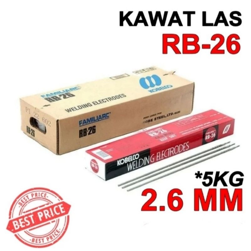 Jual Kawat las RB26 2.6 mm Kobelco 5KG elektroda RB 26 welding 2.6x350 | Shopee Indonesia
