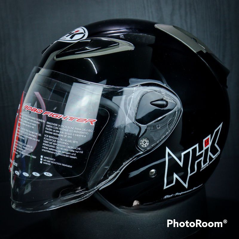 Jual HELM NHK HALF FACE NHK R6 NHK R 6 SOLID BLACK NHK R6 POLOS ...